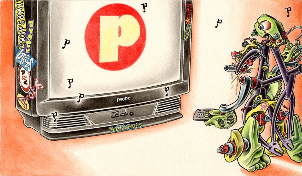 Eben Fischer re-ups '97 Taj Mihelich sketch for Props Box Set - Props BMX